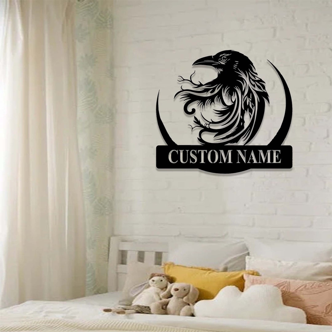 Custom Raven Metal Sign,raven Head Sign,personalized Raven Name Sign ...