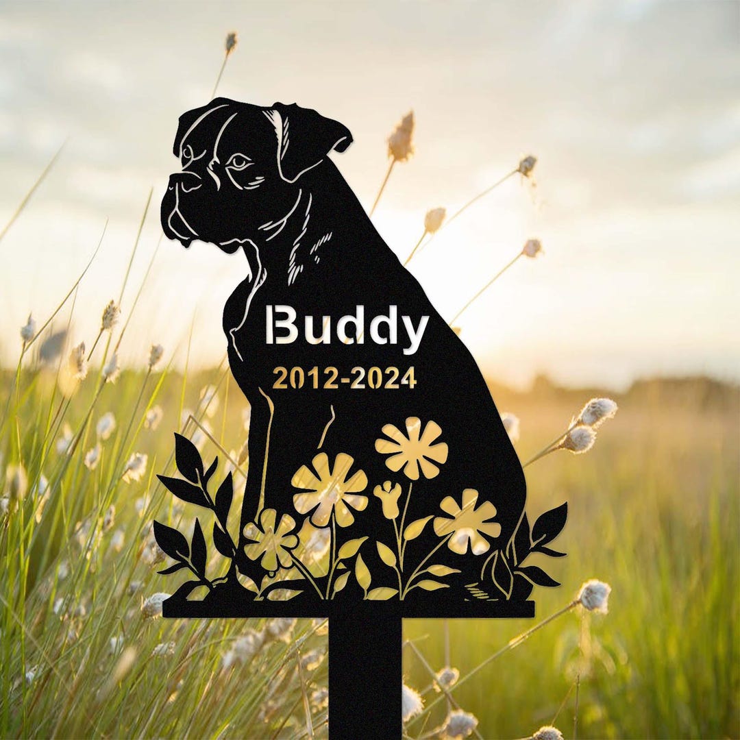 Custom Boxer Dog Metal Memorial Stake,personalized Boxer Dog Grave ...