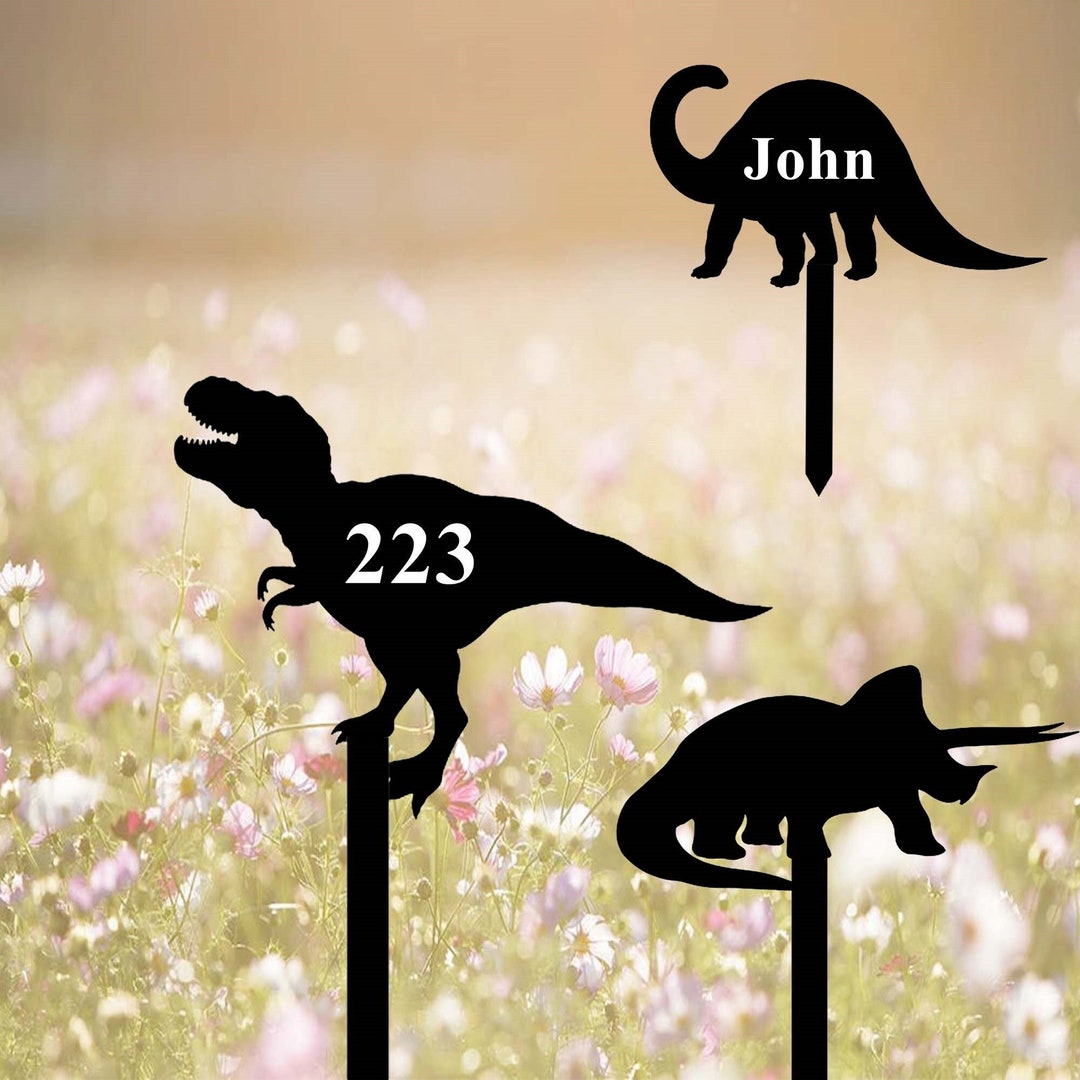 Custom Dinosaur Metal Garden Stake,dinosaur Garden Sign Decor,personalized Dinosaur Address Sign ...