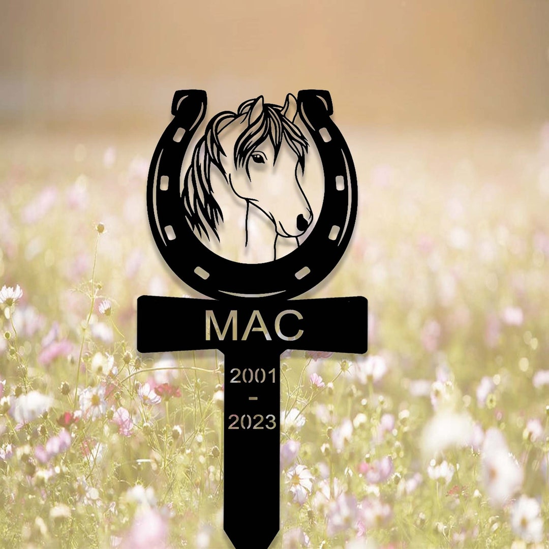 Custom Horse Memorial Garden Stake,horse With Horseshoe Memorial Stake ...