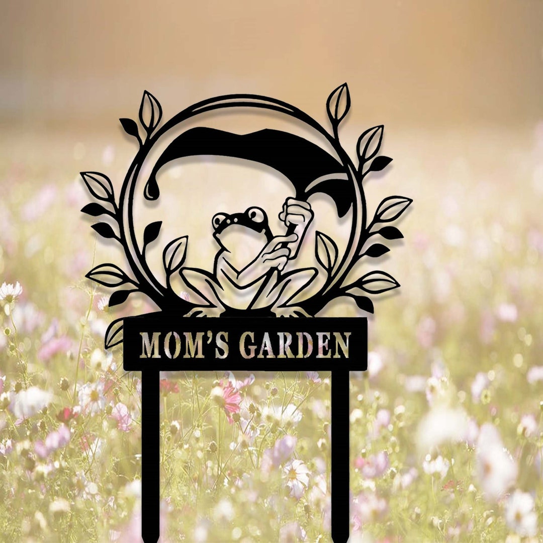 Custom Frog Garden Sign With Stake,metal Frog Garden Sign,personalized ...