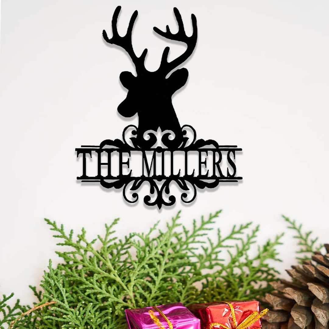 Personalized Deer Metal Signcustom Deer Head Family Name - Etsy
