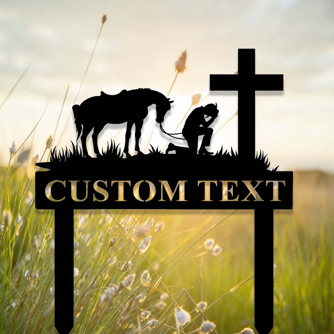 Custom Praying Cowboy Metal Sign,cowboy With Horse Kneeling Praying at ...