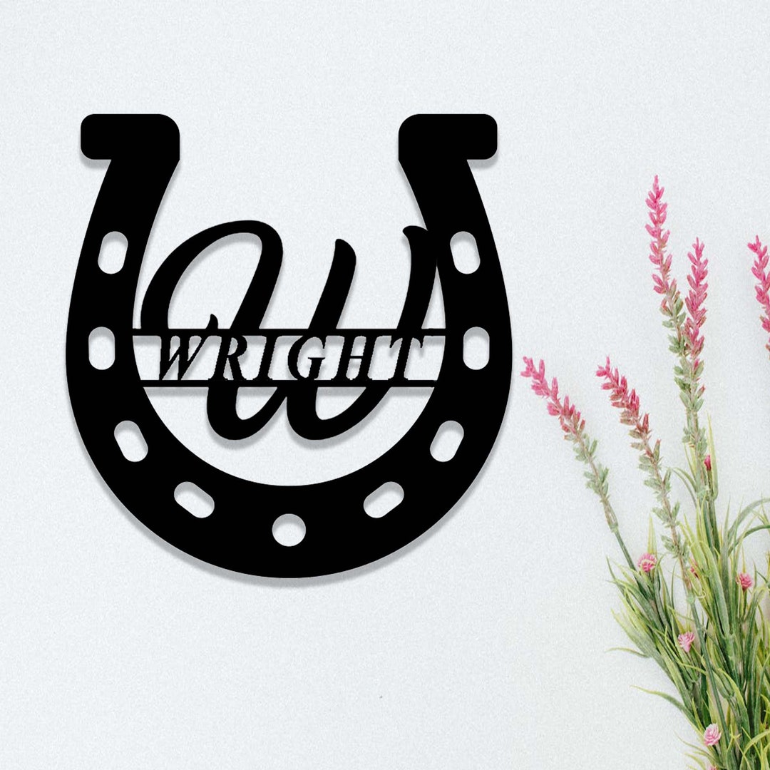 Custom Metal Horseshoe Sign,horse Ranch Sign,horse Barn Decor ...