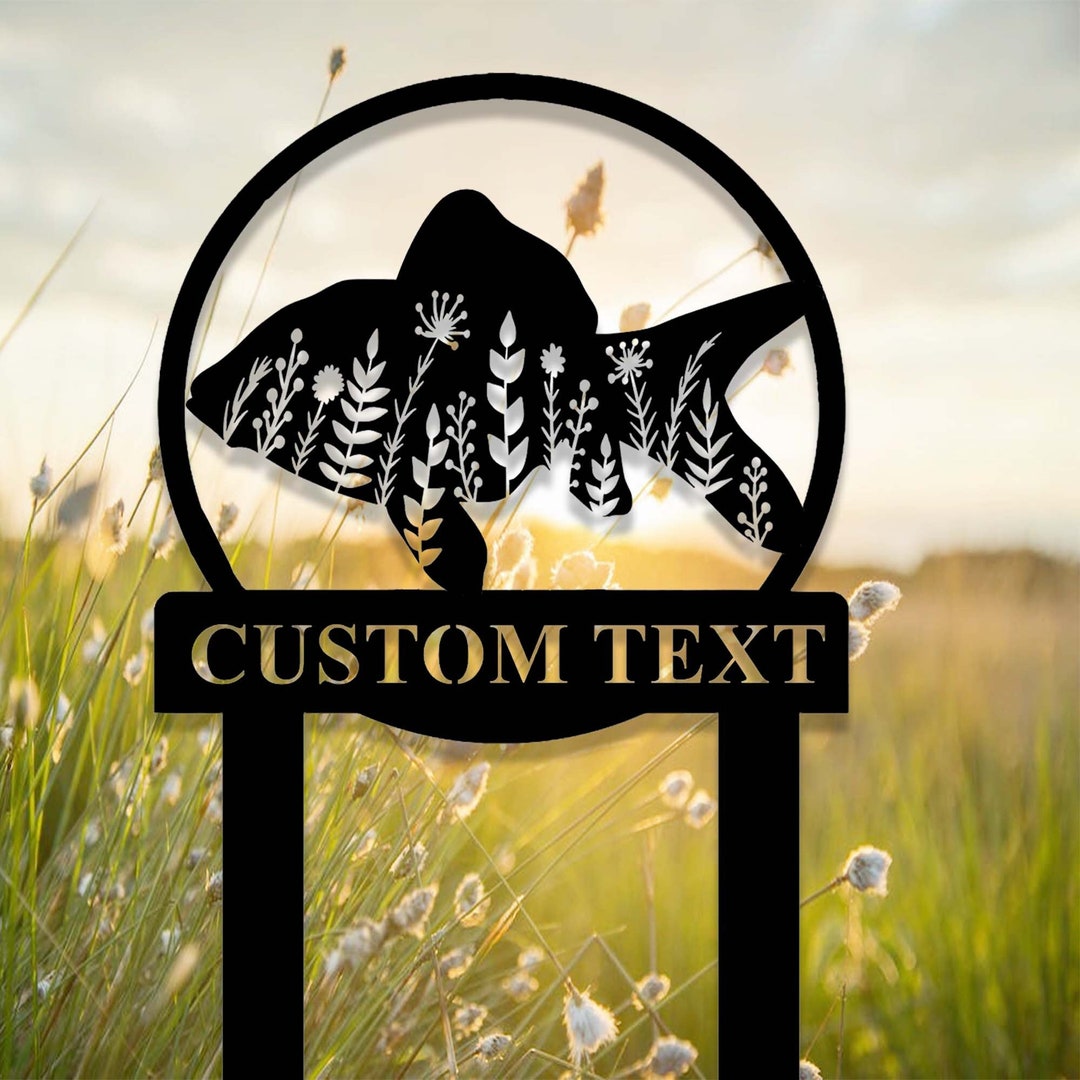 Custom Floral Gold Fish Garden Stake,gold Fish Memorial Stake ...