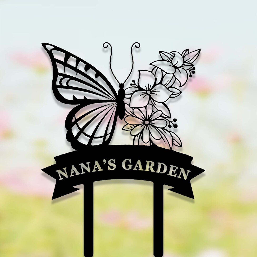 Custom Garden Stake,metal Butterfly Garden Stake,personalized Gardener ...