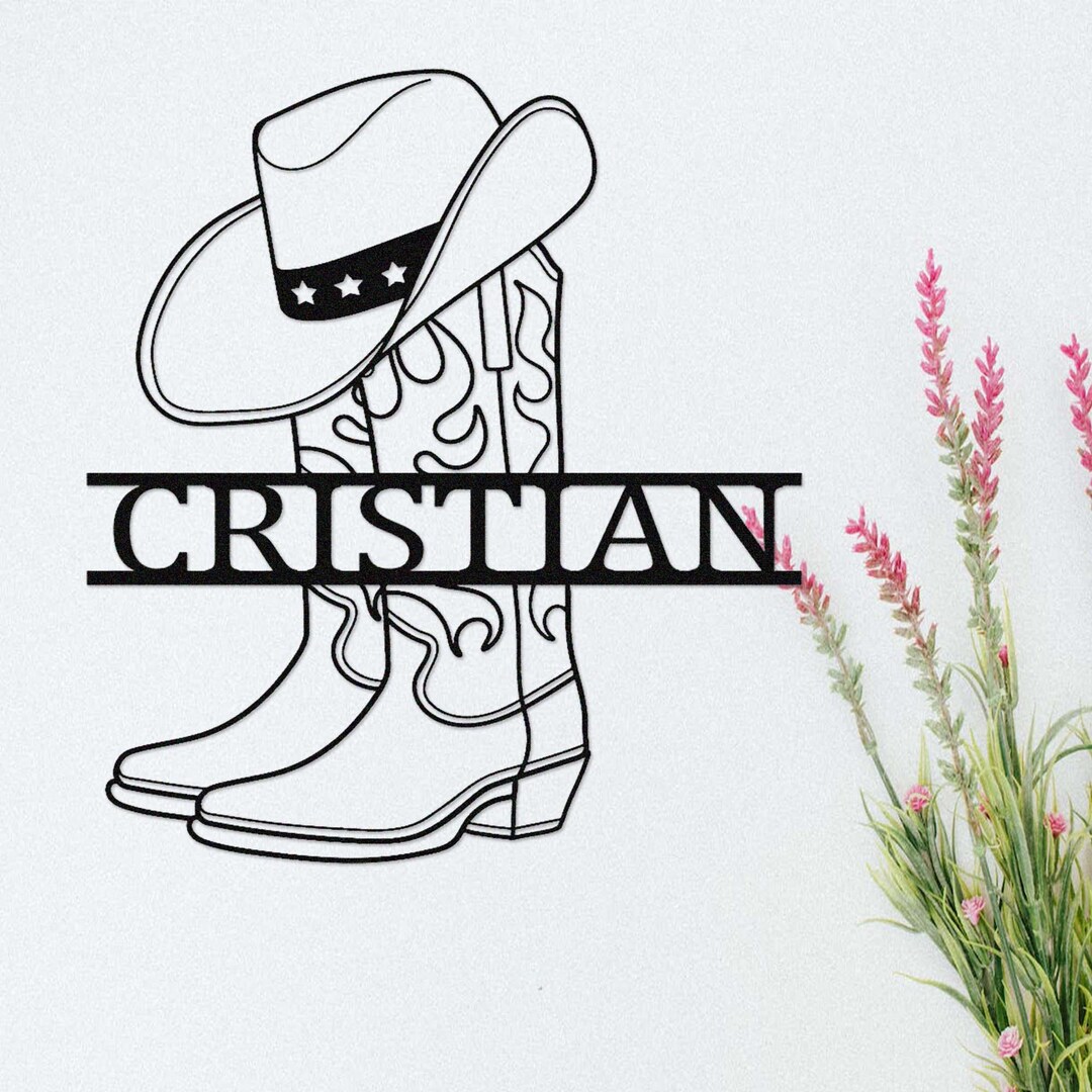 Custom Cowboy Metal Sign,cowboy Boots and Hat Sign,personalized Cowboy ...