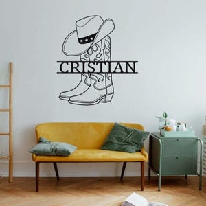 Custom Cowboy Metal Sign,cowboy Boots and Hat Sign,personalized Cowboy ...