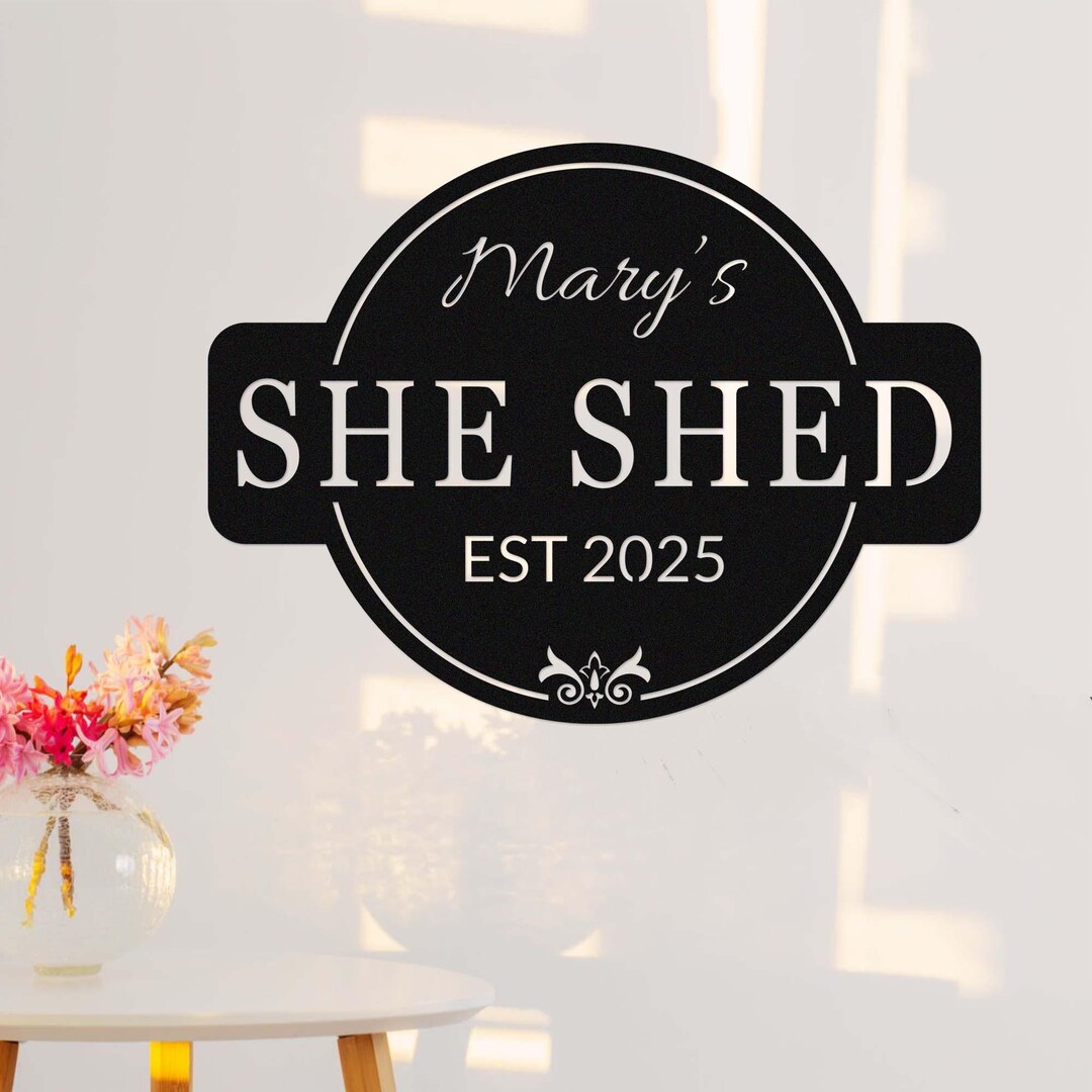 Custom She Shed Metal Sign, Craft Room Wall Decor, Personalized Women’s ...