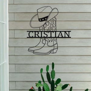 Custom Cowboy Metal Sign,cowboy Boots and Hat Sign,personalized Cowboy ...