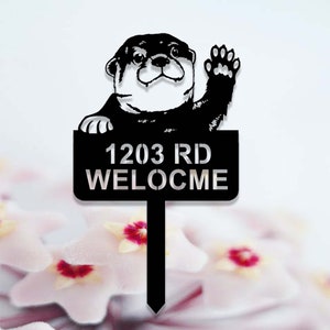 Custom Otter Garden Stake,otter Metal Sign,otter Animal Address Sign ...