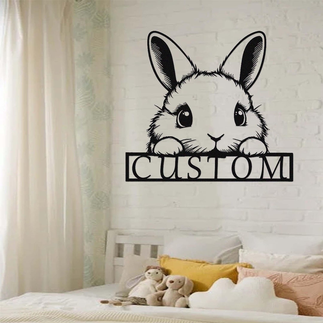 Custom Cute Rabbit Sign,bunny Metal Wall Art,personalized Rabbit Name ...