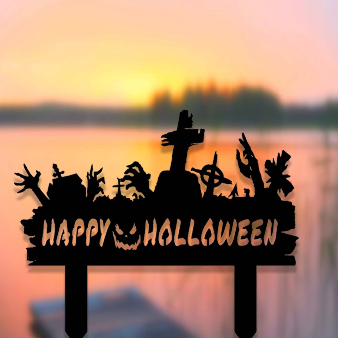 Custom Halloween Yard Stake,metal Happy Halloween Garden Stake,outdoor ...