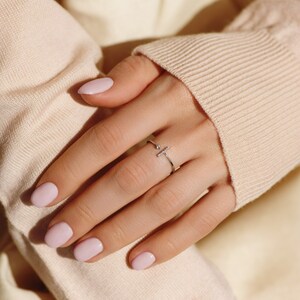 Girl Gang Minimalist T Shaped Ring, Sterling Silver Girl Gang Friendship Adjustable Ring ...