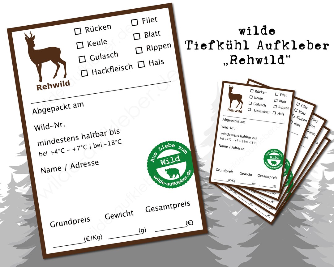 Wild Stickers Venison Roe Deer Wild Roe Deer Red Deer Hunter Huntress ...