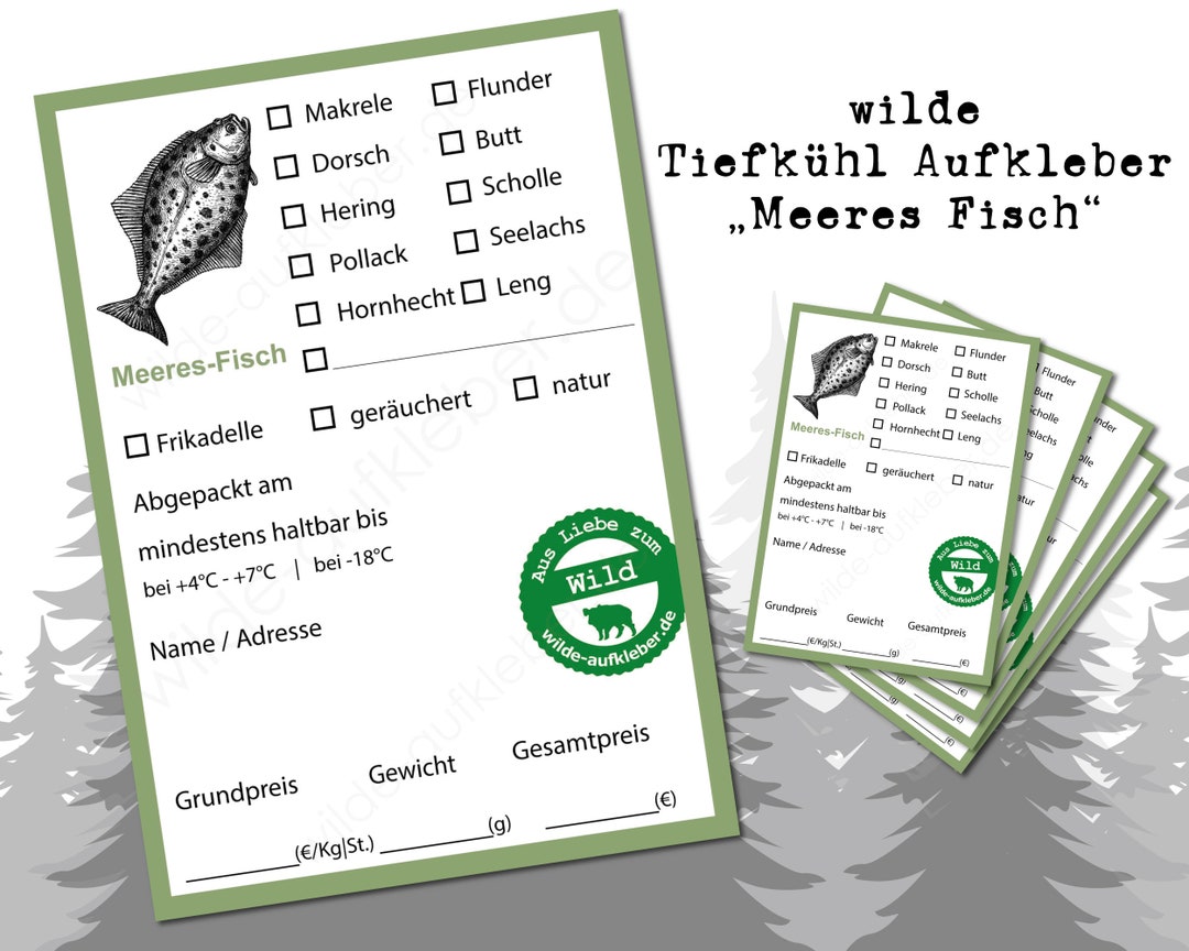 Wild Frozen Stickers Sea Fish Fishing Labels Angler Cod Kitchen Norway ...