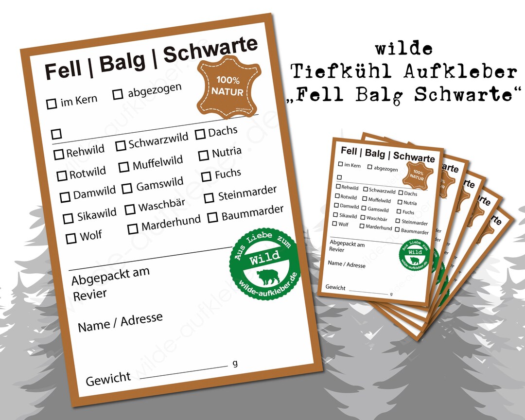 Wild Stickers Fur Bellows Rind Wild Roe Deer Red Deer Hunter Huntress ...