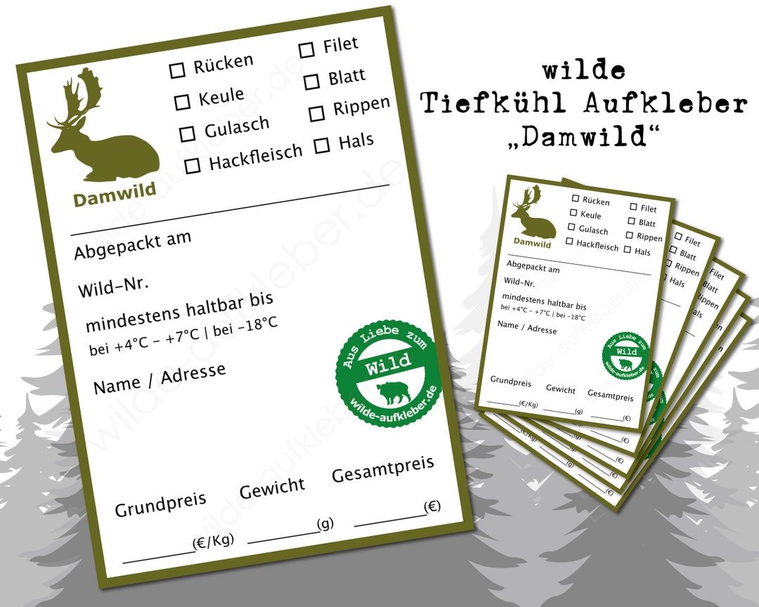 Wild Stickers Venison Fallow Deer Labels Roe Deer Red Deer Hunter ...