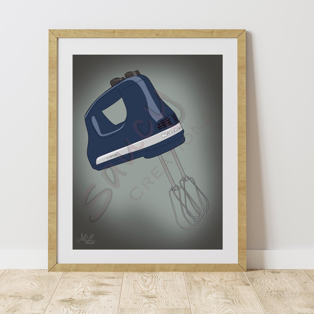 Navy Hand Mixer Digital Art Download - Etsy