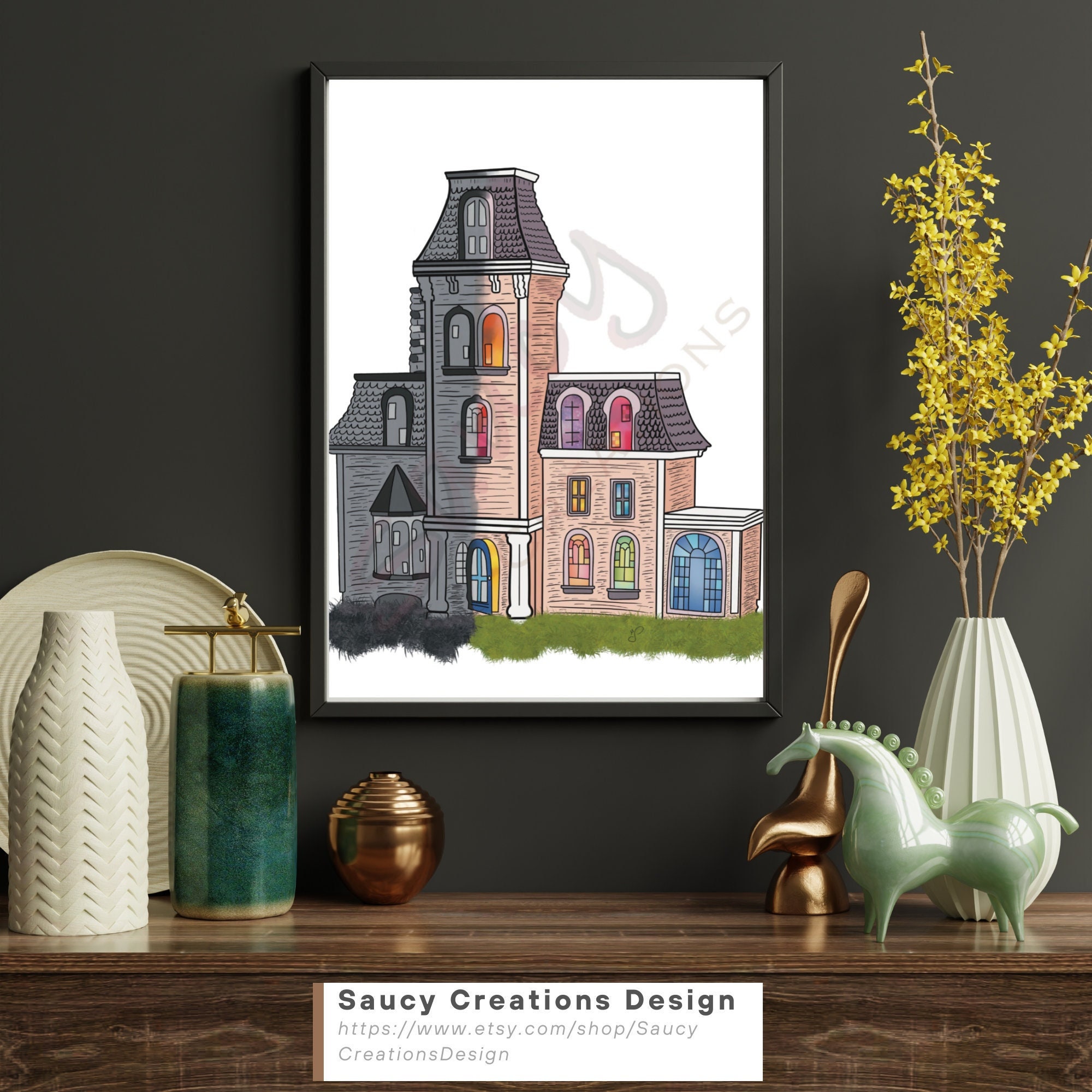 Wednesday's Manor addams Family House netflix Wednesday Art Print - Etsy