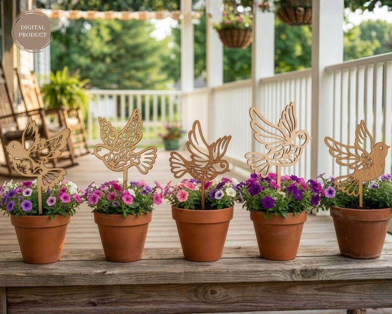 Spring Birds Garden Stakes SVG Bundle, Wooden Plant Stakes, Indoor ...