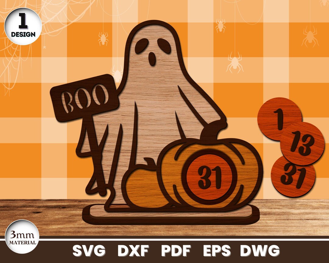 Halloween Ghost Countdown Laser Cut, SVG File for Glowforge, Countdown ...