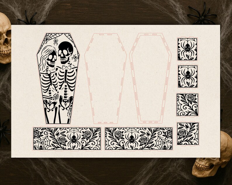Skeleton Coffin Candy Box Bundle, Coffin Gift Box, Trick or Treat Laser ...