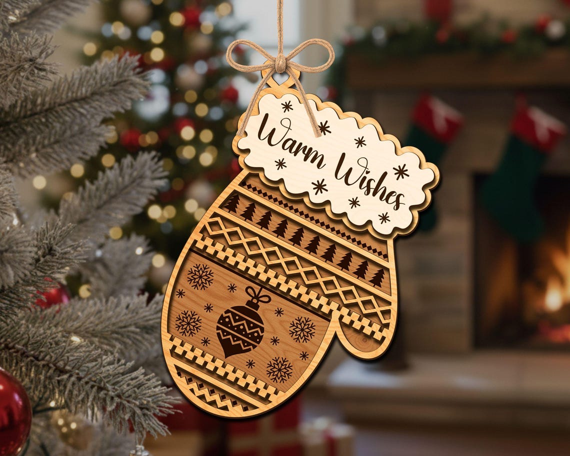 Christmas Mitten Ornaments SVG Bundle, Winter Gloves Ornament ...