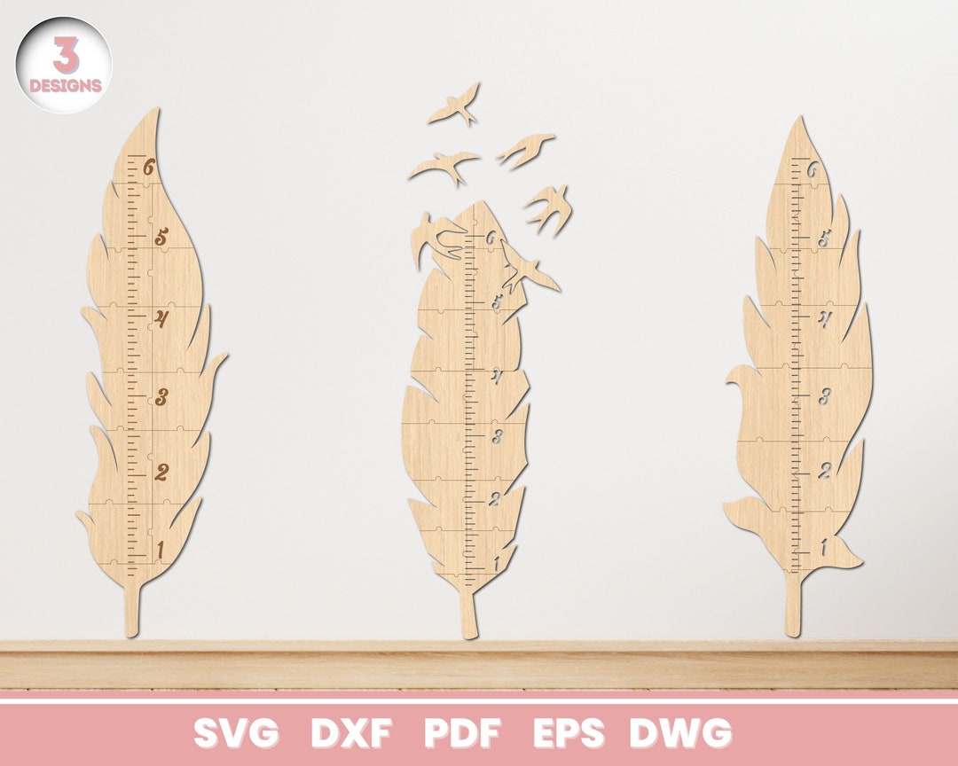 Feather Growth Charts Bundle, SVG Bundle for Glowforge, Children's Room ...