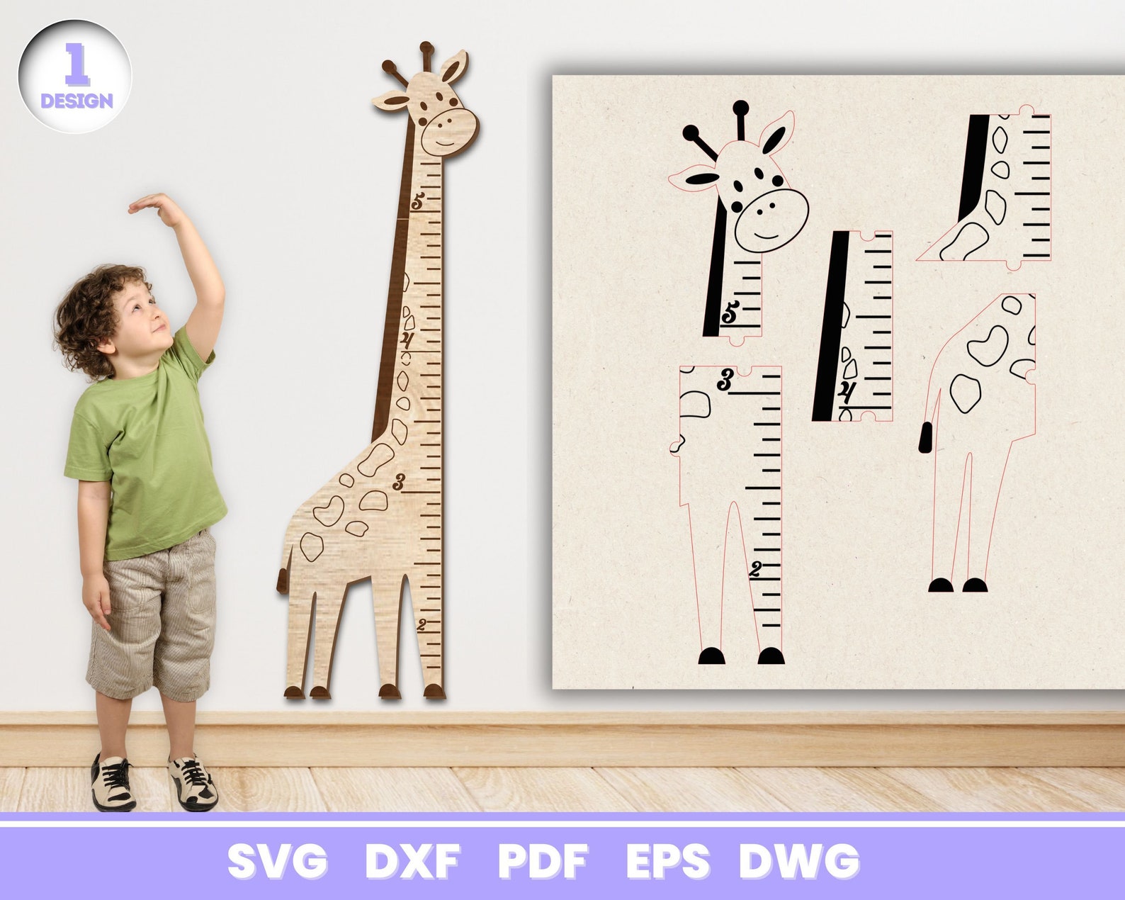Animals Height Chart Rulers, SVG Bundle for Glowforge, Children's Room ...