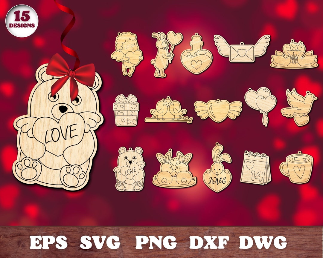 Valentine's Day Gift Tags Laser Cut, SVG Bundle for Glowforge, Cricut ...