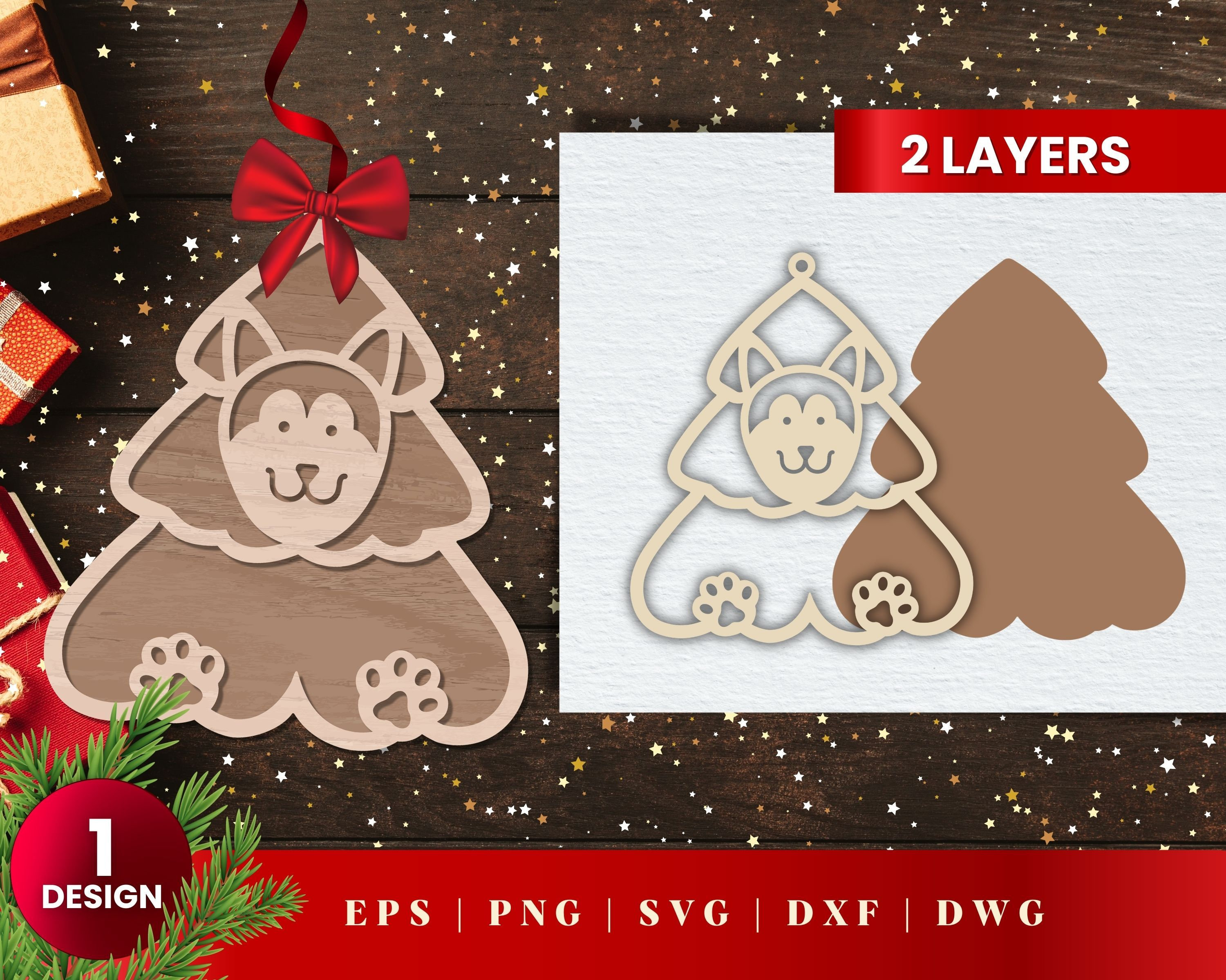 Dog Christmas Ornaments Laser Cut, SVG Bundle for Glowforge, Dog Lover ...