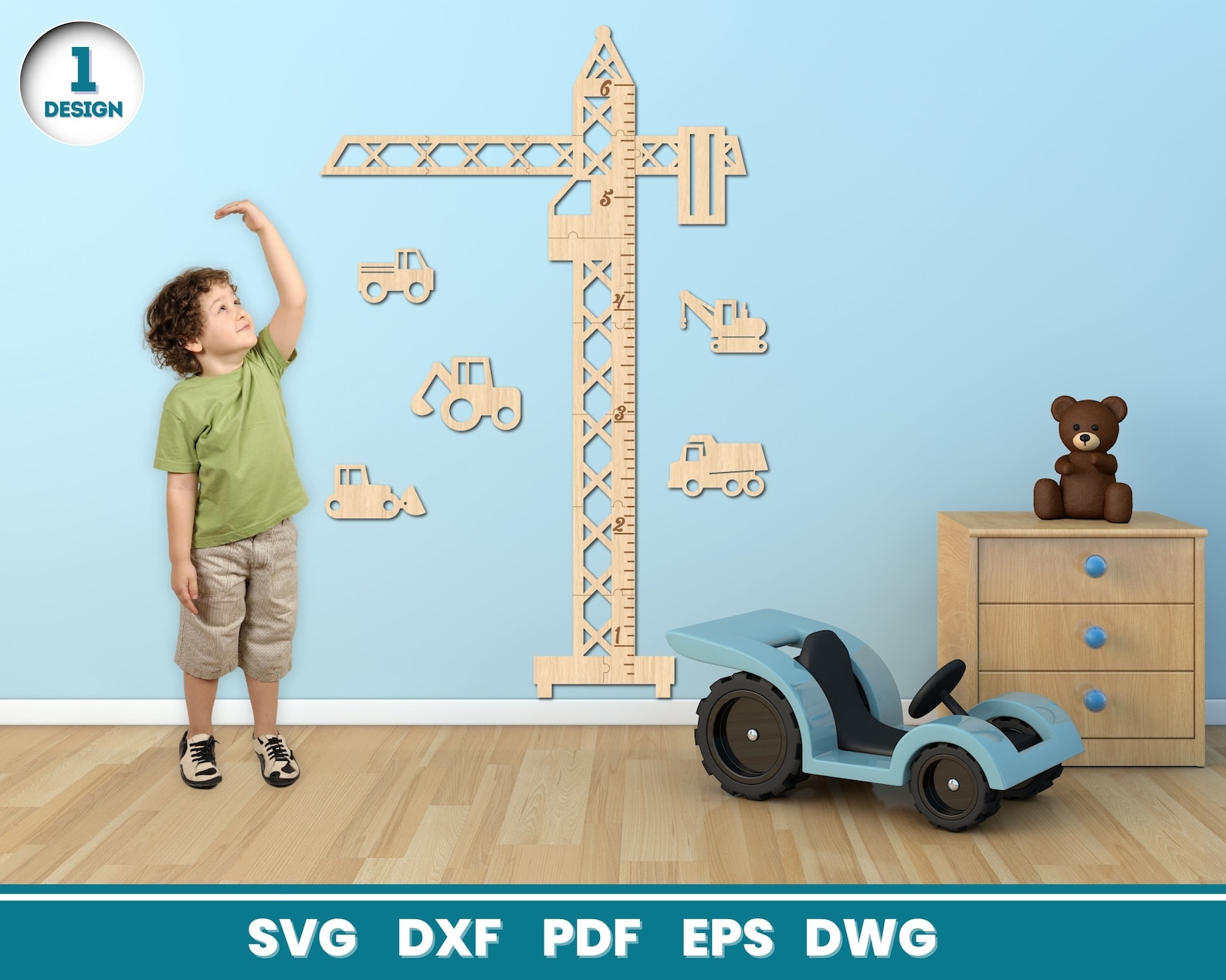 Crane Growth Chart Laser Cut, SVG File for Glowforge, Children's Room ...