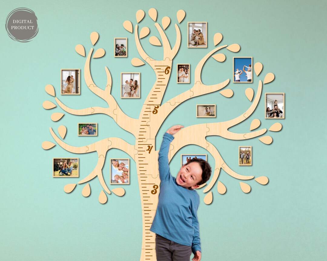 Family Tree Height Chart Laser Cut, Family Tree Photo Frames, Nursery ...