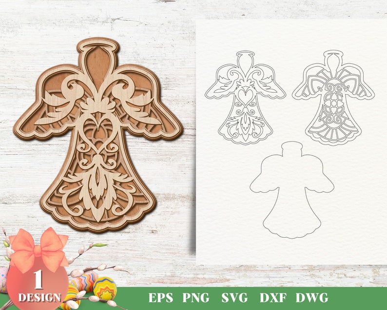 3D Angels Laser Cut Files, SVG Bundle for Glowforge, Christmas, Layered ...