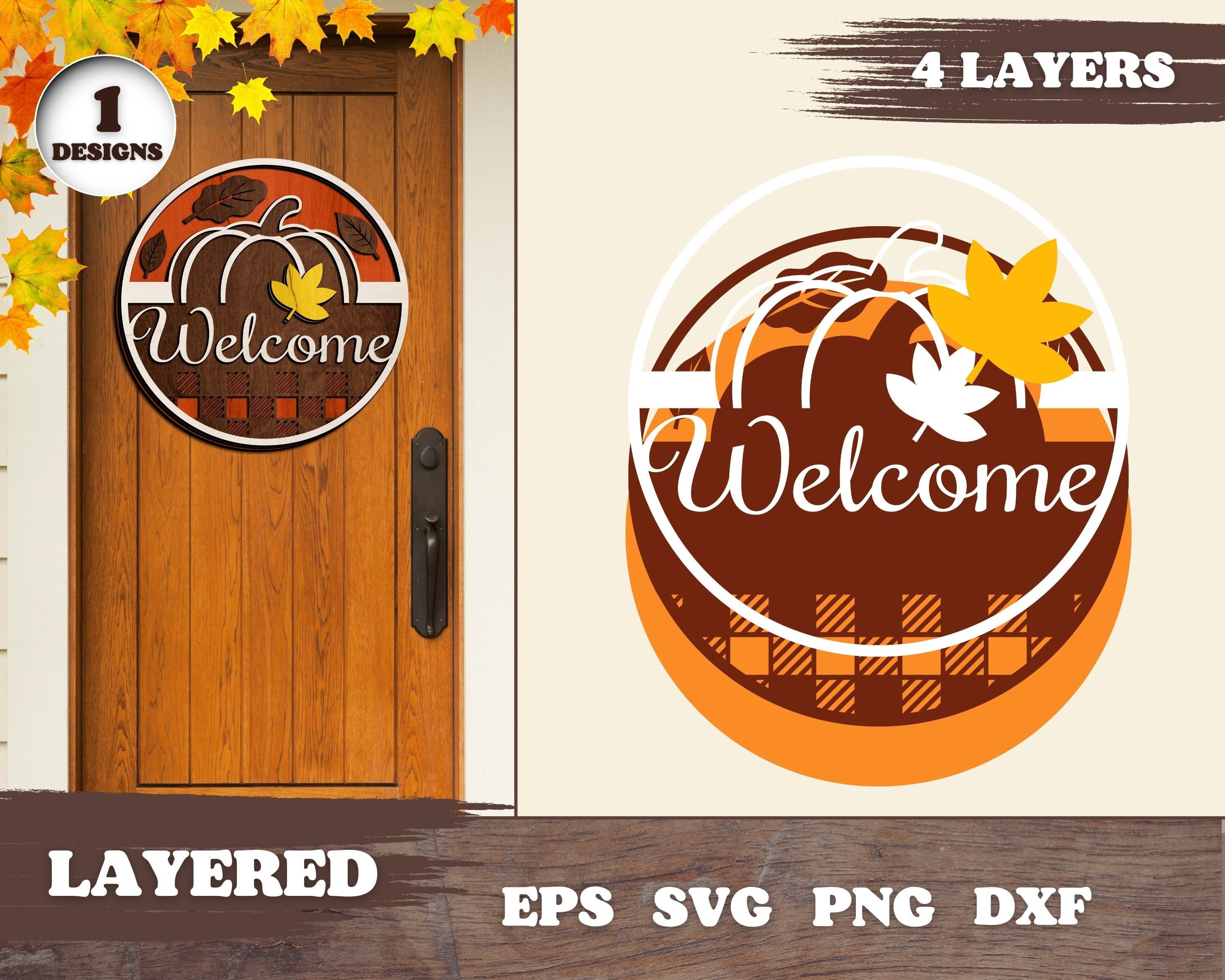 Fall Door Sign Laser Cut, Round Sign 4 SVG Bundle for Glowforge, Fall ...