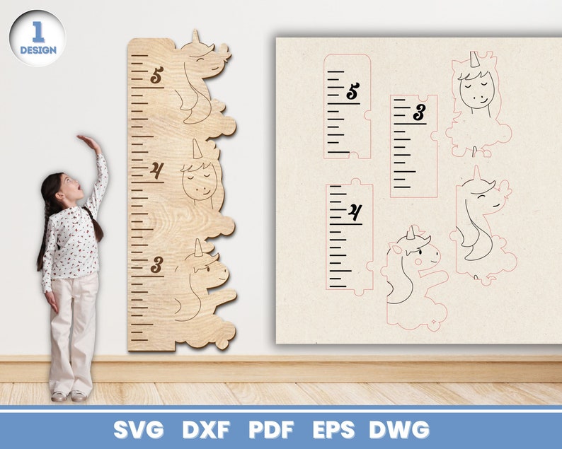Growth Chart Rulers Bundle, SVG Bundle for Glowforge, Children's Room ...
