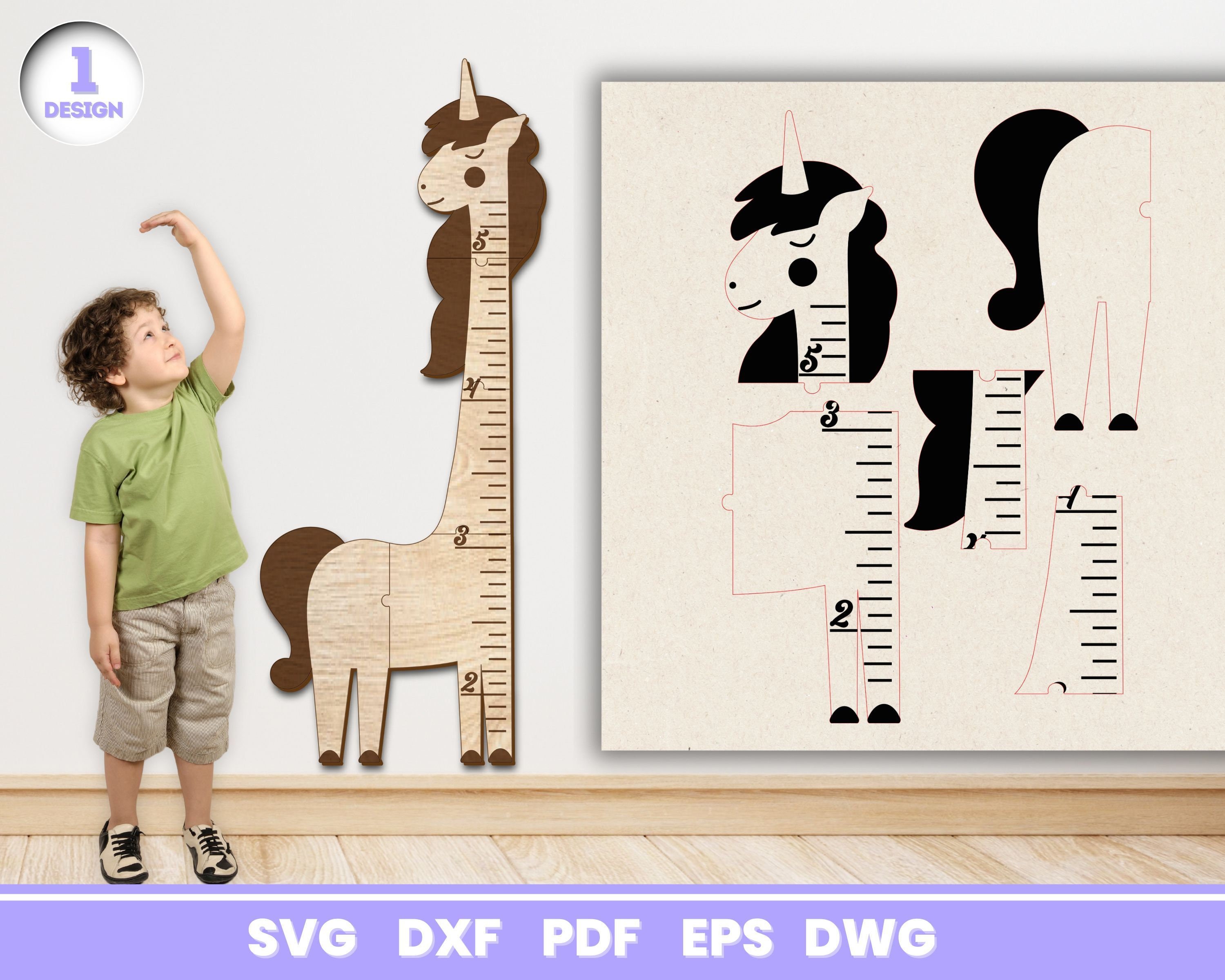 Animals Height Chart Rulers, SVG Bundle for Glowforge, Children's Room ...