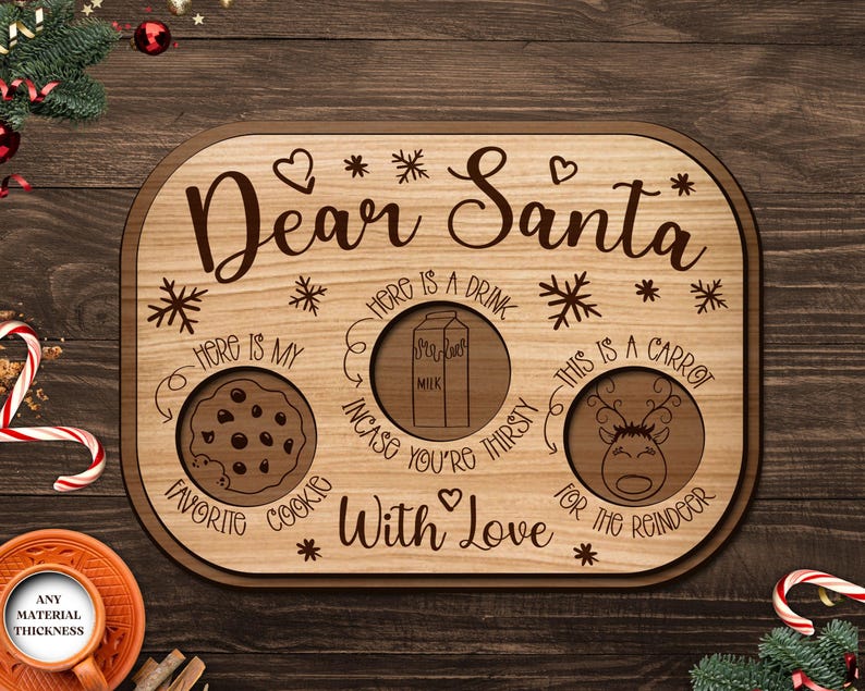 Christmas Santa Tray SVG Bundle, Christmas Laser Cut, Cutting Board ...