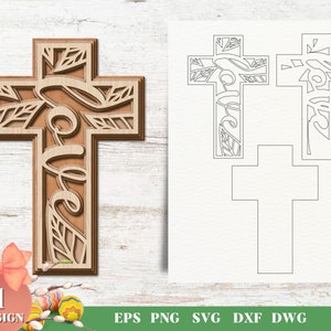 Floral Christian Crosses Laser Cut, SVG Bundle for Glowforge, Easter ...