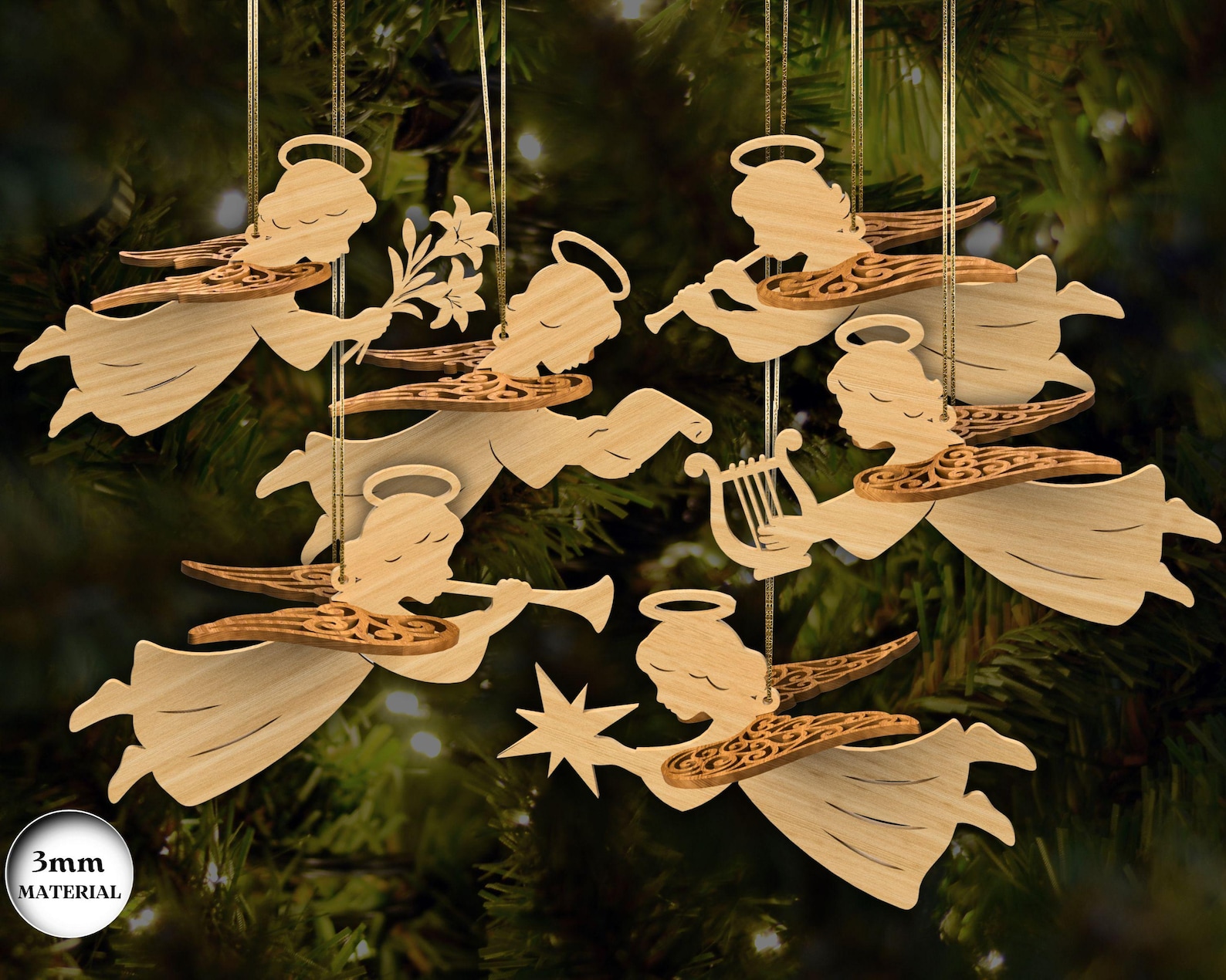 3D Christmas Angels Ornament Bundle, Angel Laser Cut, Nativity Ornament ...