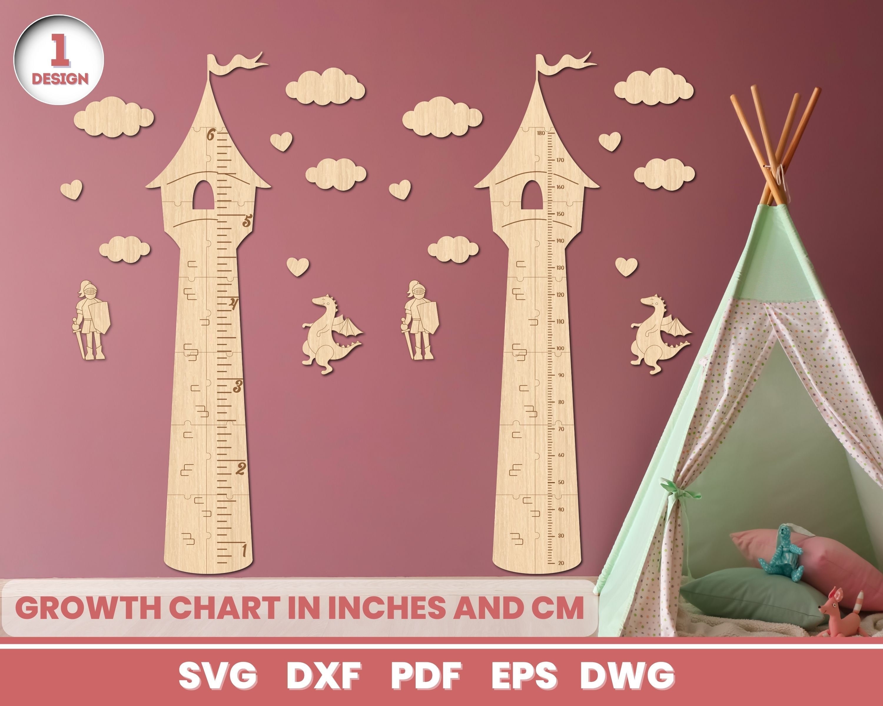 Princess Tower Growth Chart Laser Cut, SVG File for Glowforge, Children ...