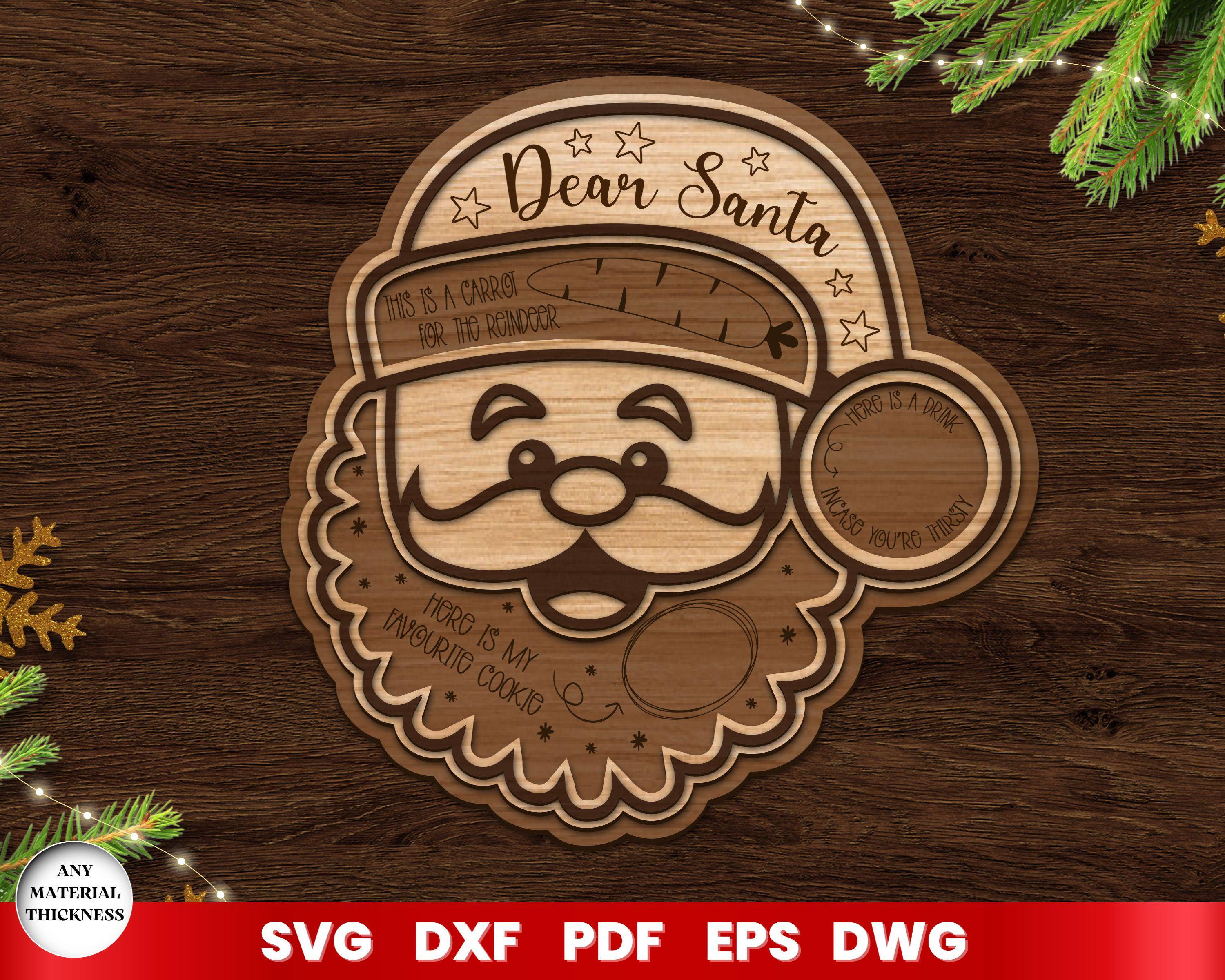 Christmas Santa Tray Laser Cut, Cutting Board Treats for Santa, SVG ...