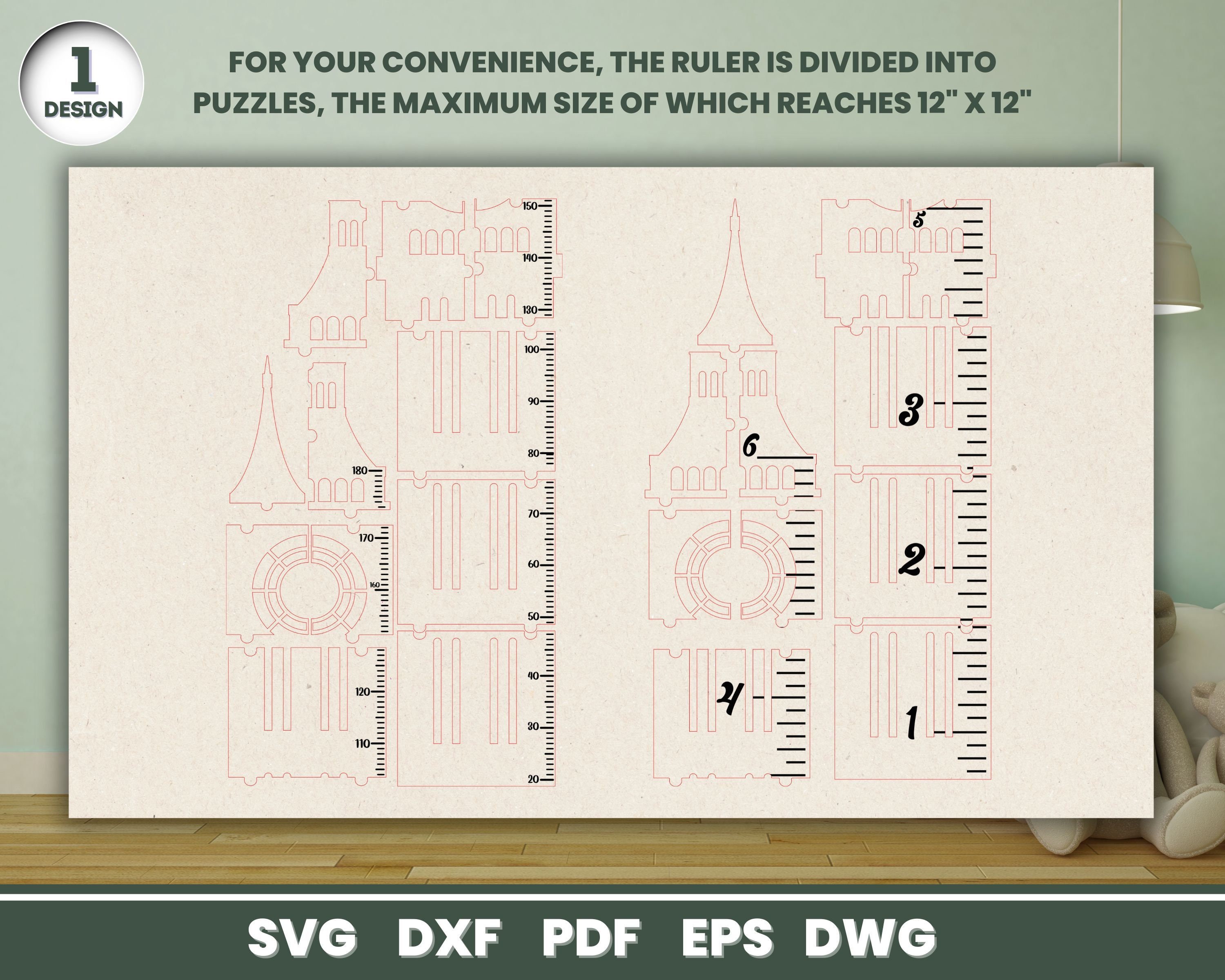 Big Ben Growth Chart Laser Cut, SVG File for Glowforge, Children's Room ...