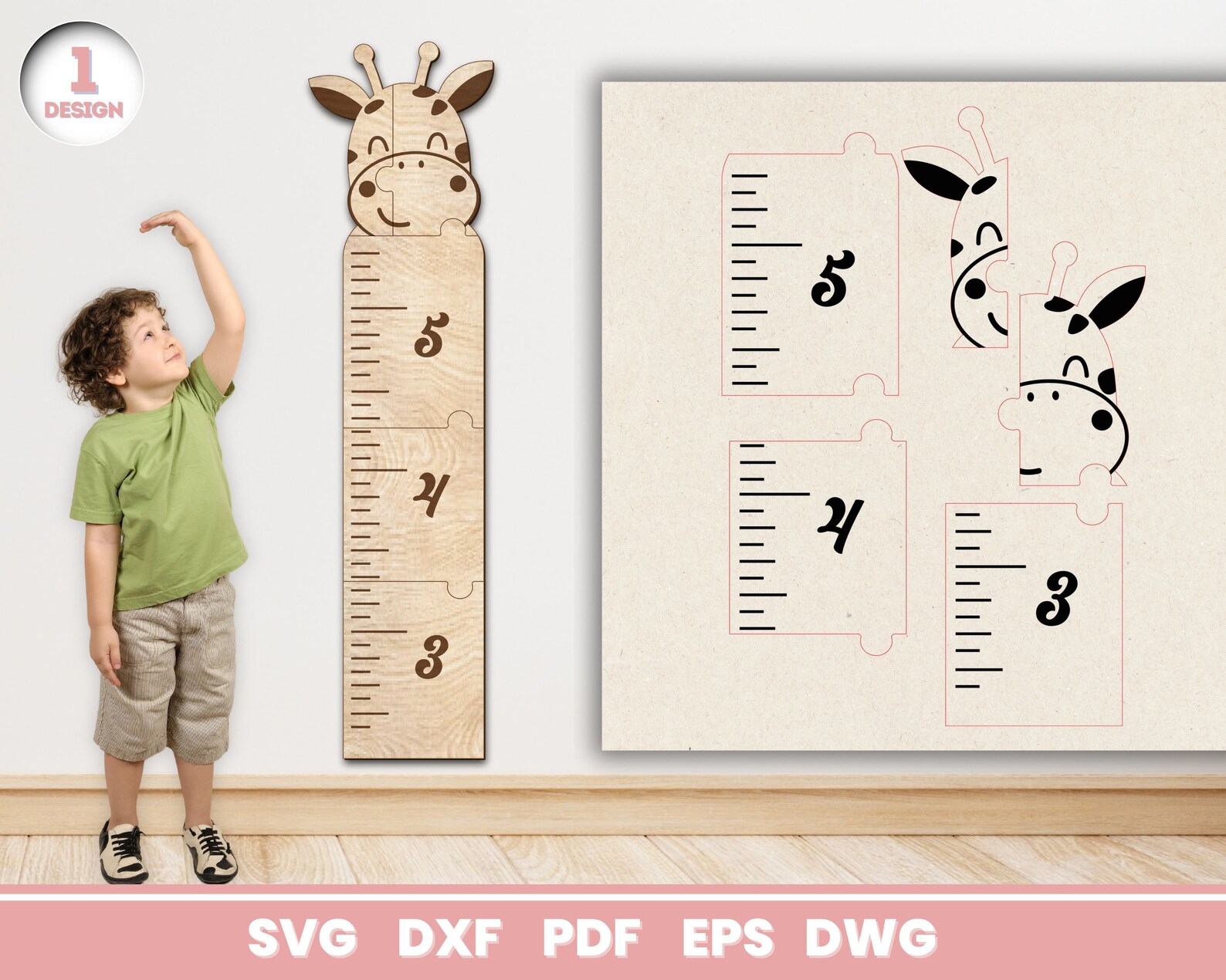 Animals Growth Chart Rulers, SVG Bundle for Glowforge, Children's Room ...