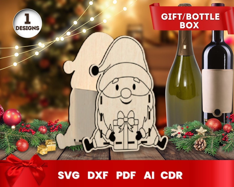 Christmas Gift Box Laser Cut, Bottle Box SVG Bundle for Glowforge ...