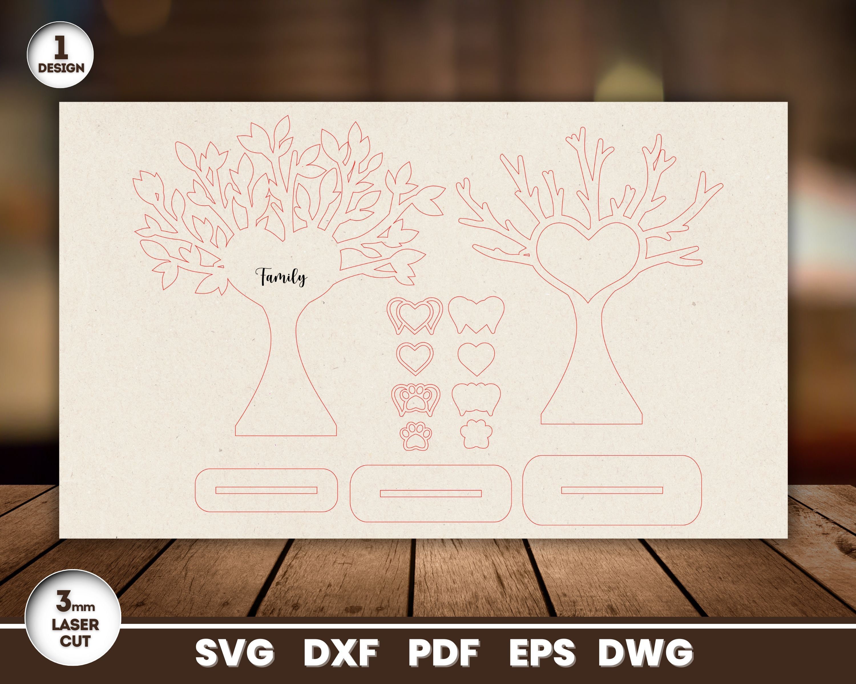 Family Tree Laser Cut File, Home Decoration, SVG Files for Glowforge ...