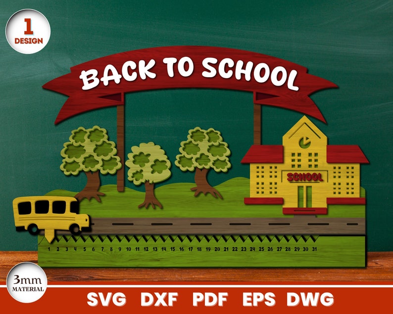 Back to School Countdown, SVG File for Glowforge, Countdown Calendar ...