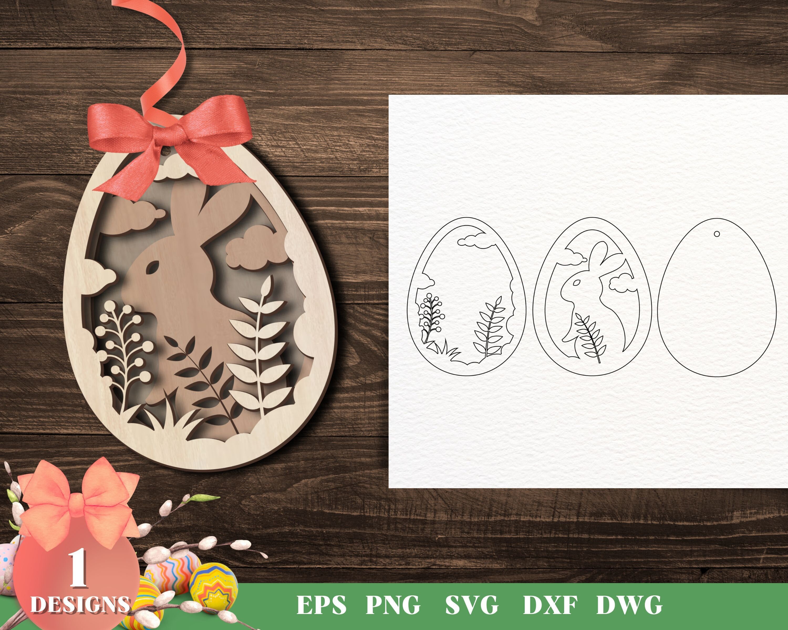 Easter Eggs Gift Tags, SVG Bundle for Glowforge, Easter, Layered ...