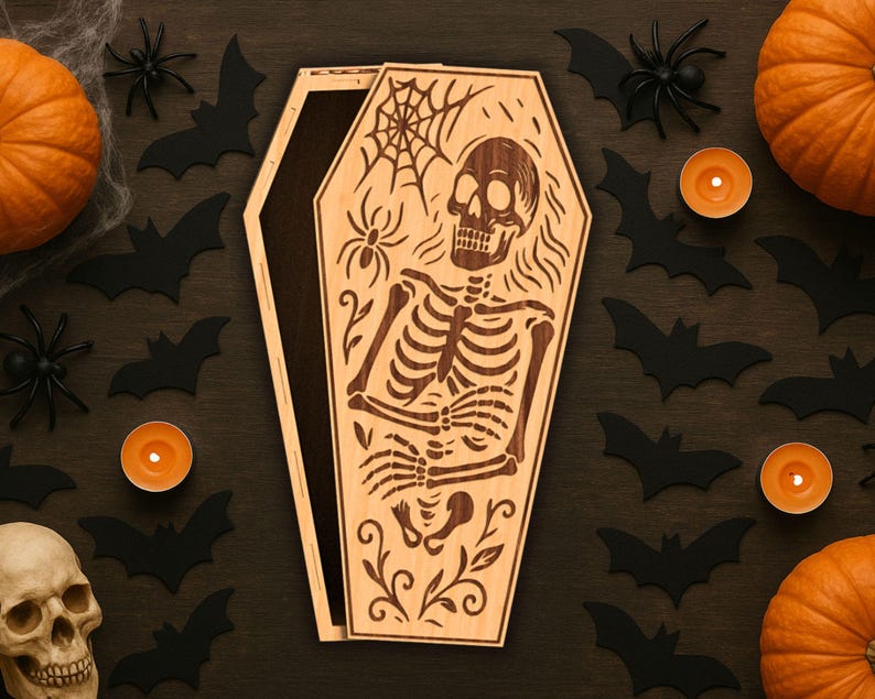 Skeleton Coffin Candy Box Bundle, Coffin Gift Box, Trick or Treat Laser ...